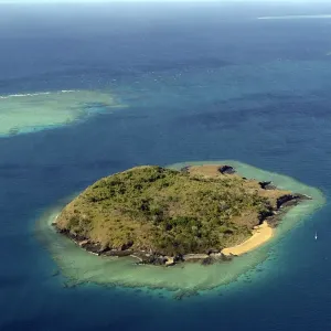 Aerial view of small volcano, Mayotte, Comoros Islands