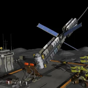 Lunar space elevator and train, artwork Our beautiful Wall Art and ...