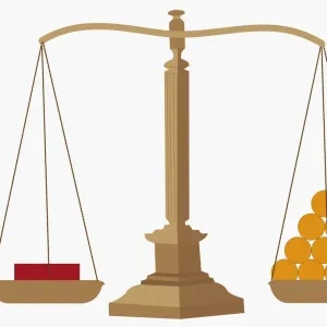 Black and white illustration of balanced scales available as Framed ...