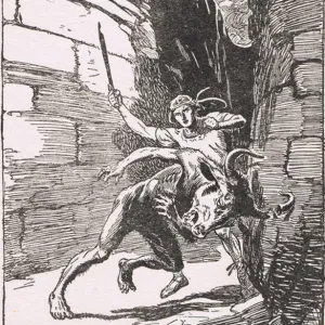 Theseus standing over the slain Minotaur in Crete Our beautiful Wall ...