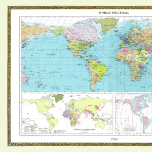 World Classic Premier Wall Map Poster Framed Edition Classic World