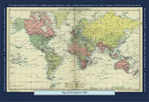 Historical World Map 1909 Art Prints, Posters & Puzzles