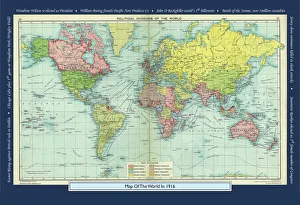 Historical World Map 1916 Art Prints, Posters & Puzzles
