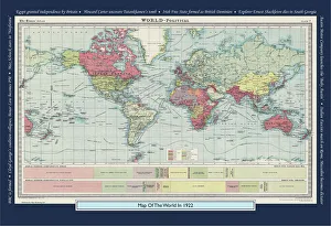 Historical World Map 1922 Art Prints, Posters & Puzzles