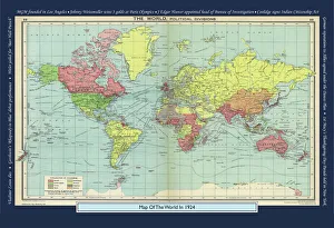 Historical World Map 1924 Art Prints, Posters & Puzzles