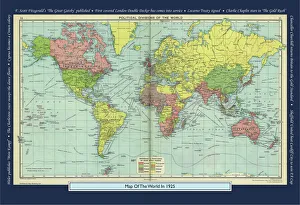 Historical World Map 1925 Art Prints, Posters & Puzzles