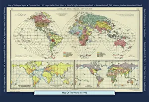Historical World Map 1942 Art Prints, Posters & Puzzles
