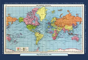 Historical World Map 1943 Art Prints, Posters & Puzzles