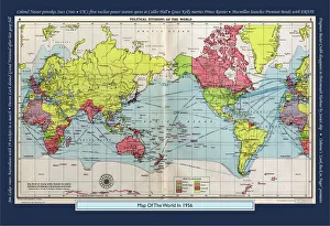 Historical World Map 1956 Art Prints, Posters & Puzzles