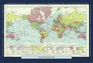 Historical World Map 1963 Art Prints, Posters & Puzzles