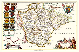 Old County Map Of Devon Art Prints, Posters & Puzzles