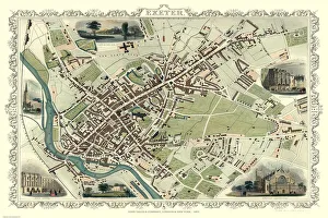 Old Map Of Exeter Art Prints, Posters & Puzzles
